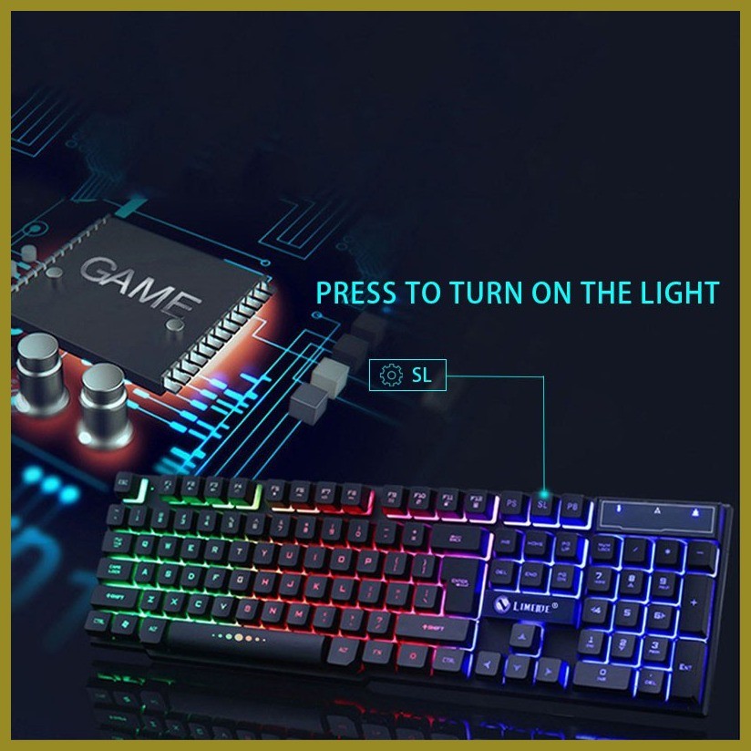 ♒ ﹊ ℡ Led Keyboard and Mouse Set USB Wired Rainbow Gaming Keyboard for ...