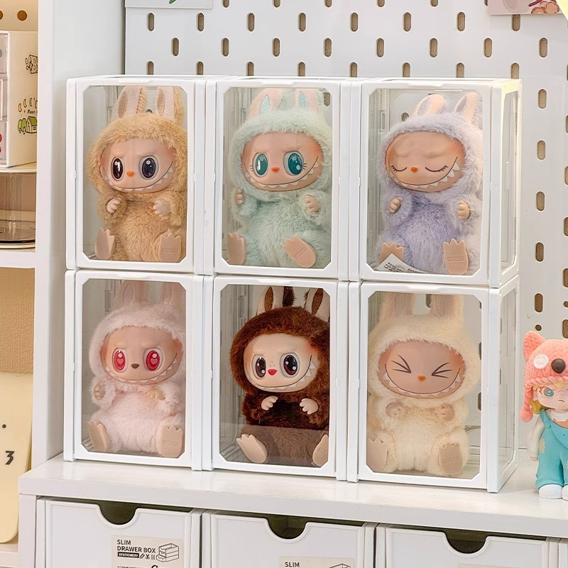 Labubu display box Glass Storage Box labubu Vinyl Doll Storage Box ...