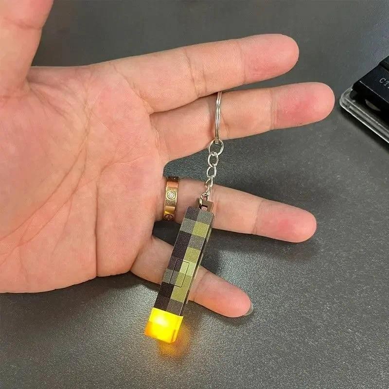 Glow In The Dark Anime Gamer Minecraft Keychain Classic Torch Design ...