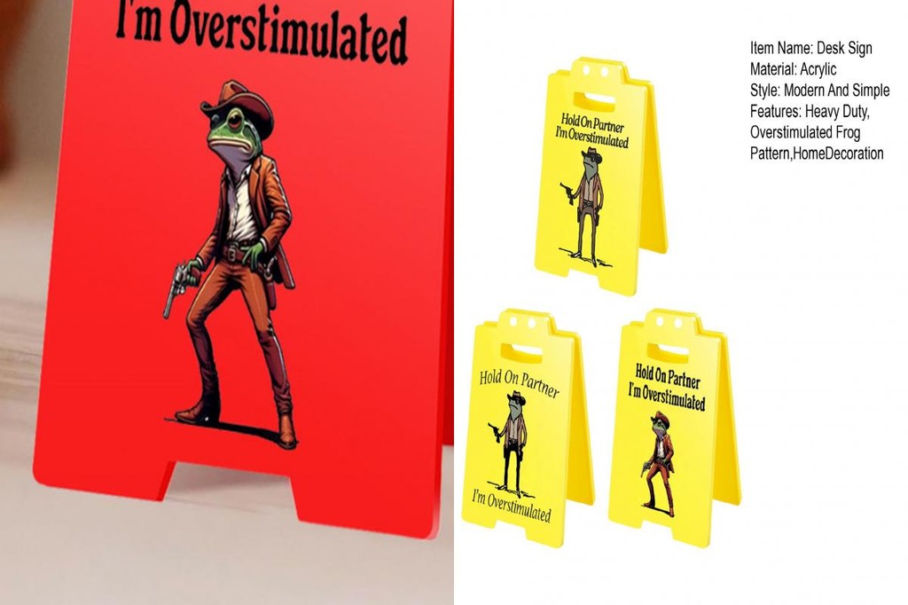 (New) Acrylic Warning Sign Decorative Table Sign Funny Cowboy Frog Desk ...