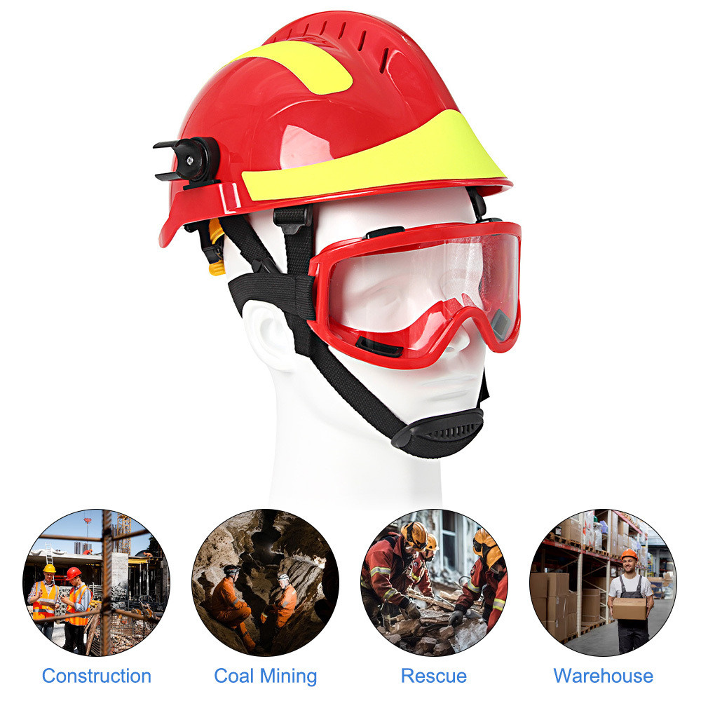 ABS Emergency Fire Fighter Reflective Safety Helmets W/ Goggles ...