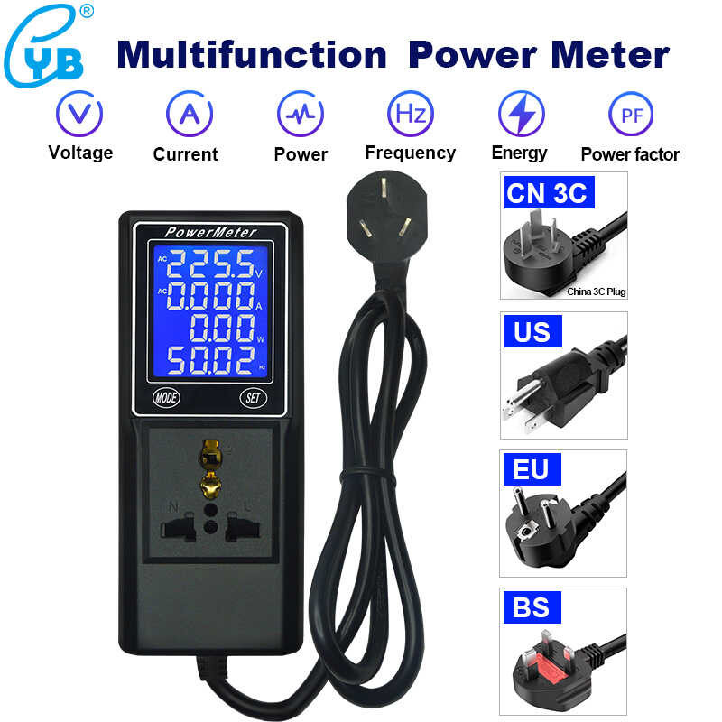 YB39DM 0 AC Voltmeter Ammeter Digital Watts Meter Electric Consumption ...
