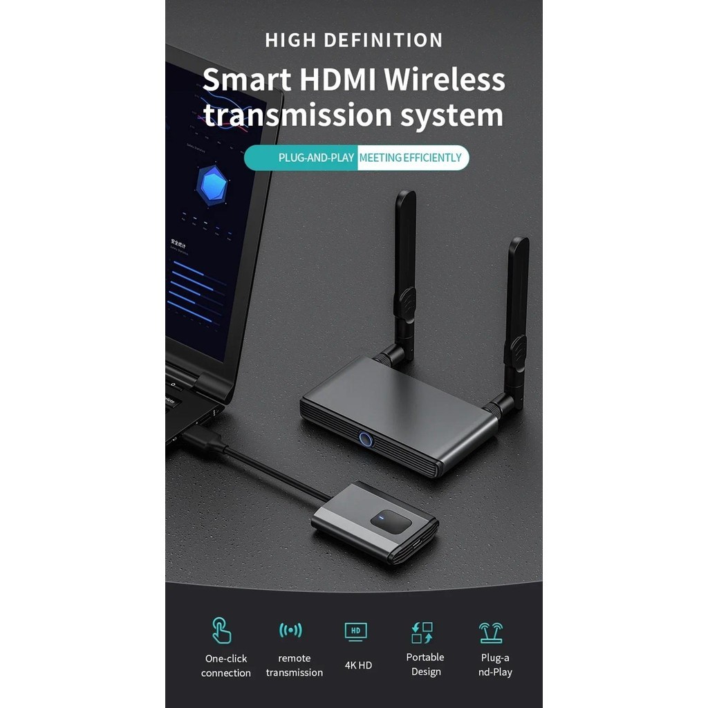 50M 4K VGA HDMI Extender Display Adapter Smart Phone Laptop PC To TV ...