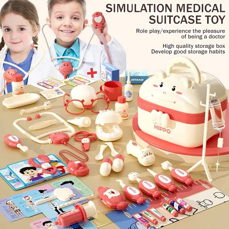 58Pcs Medical Toy Children Kit, Pretend Set Gamit Ang Stethoscope Para ...