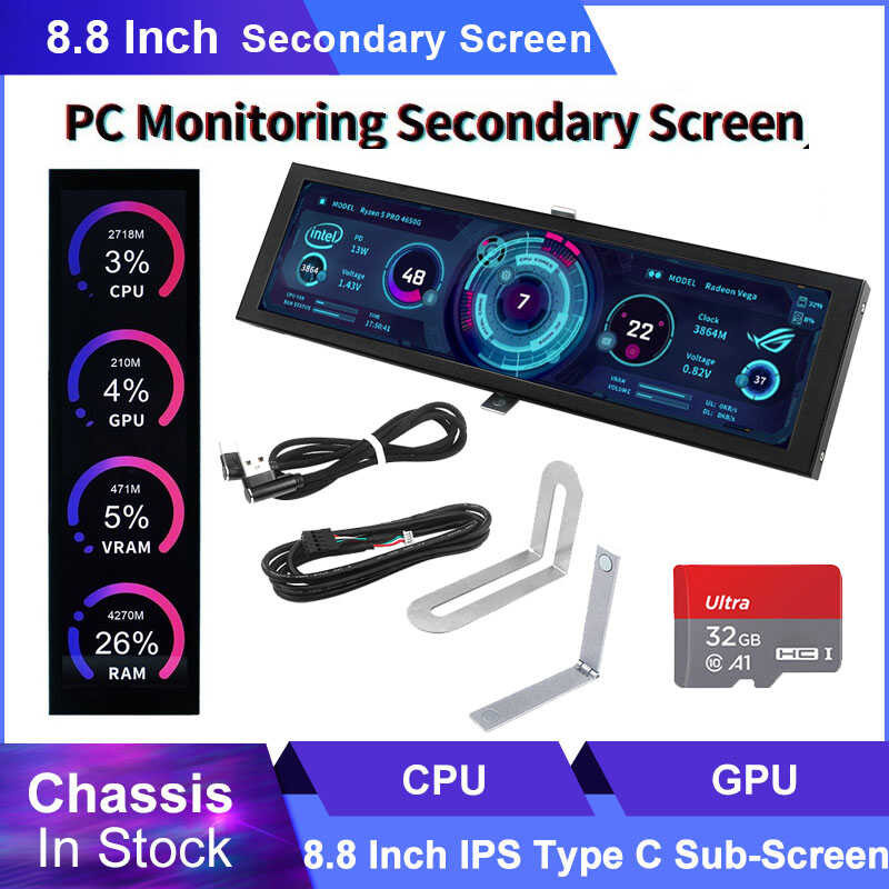 8.8 8 Inch Secondary Type C Display Case CPU GPU RAM Computer Monitor ...