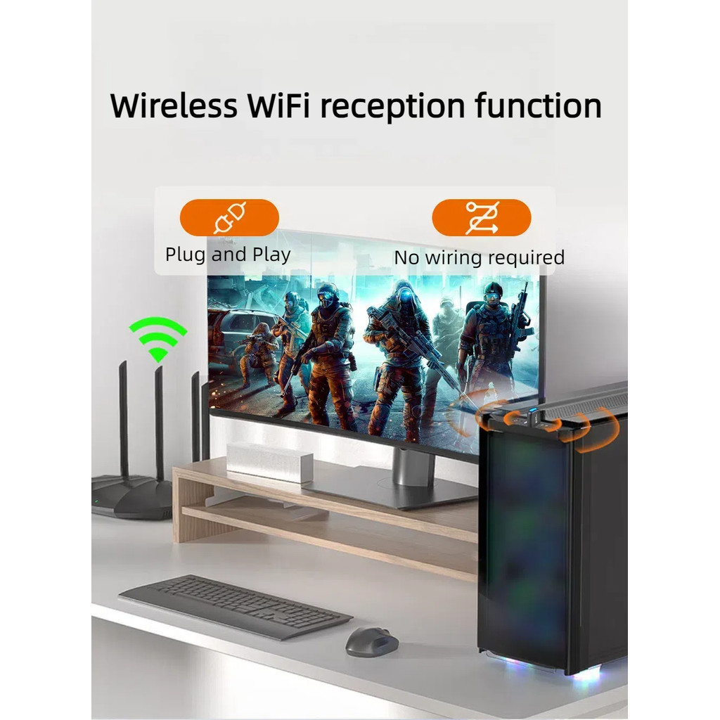 Driver-free 300Mbps Wi-Fi6 Adapter Dongle 5Dbi Wireless Antenna for 2.4GHz WLAN Mini USB WiFi ...