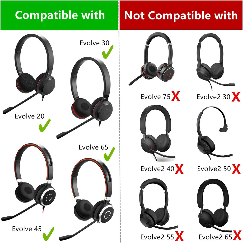 Earpads for Jabra Evolve 20 20SE 30 30ii 40 65 65 + Earphone Sleeves ...