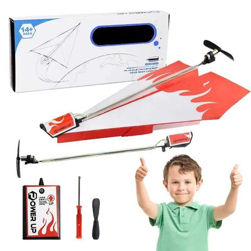 Airplane Electric Folding Paper Plane Model DIY Motor Power Plane Kit ...