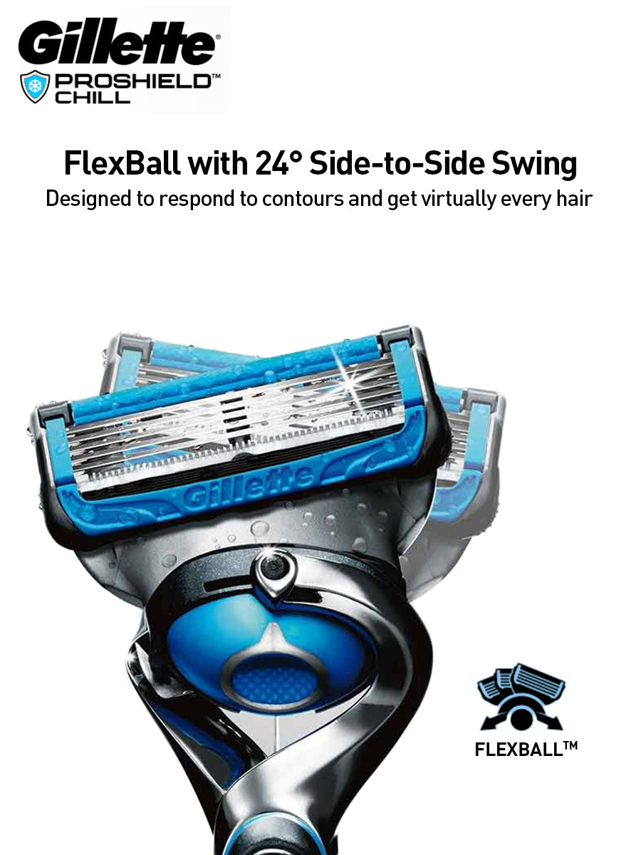 Gillette Fusion 5+1 Proshield Chill Razor 1 Handle 6 Blades Gentle and ...