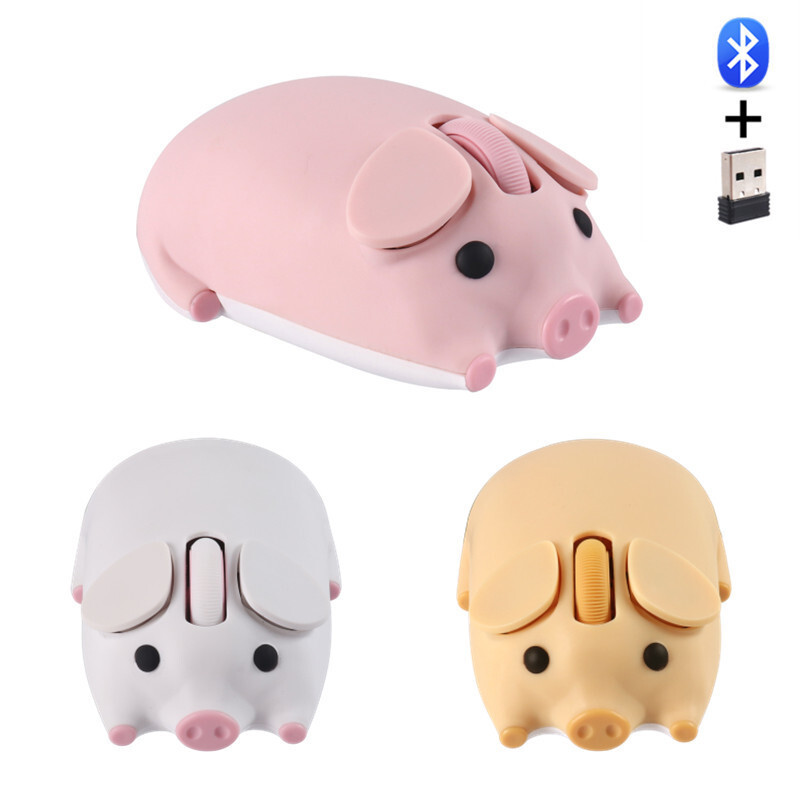 Cute Pig Mouse USB Receiver + BT Mice 2.4GHz + Bluetooth Wireless Mouse ...