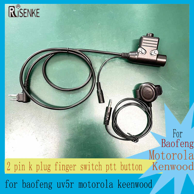 4A2 Risenke-Finger Switch Ptt Button For Motorola 2 Pin Walkie Talkie ...