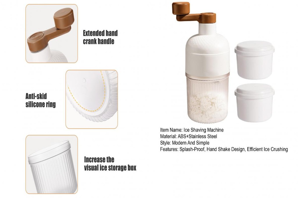 NTA Hand Shake Ice Shaver Stainless Steel Blade Ice Crusher Portable ...