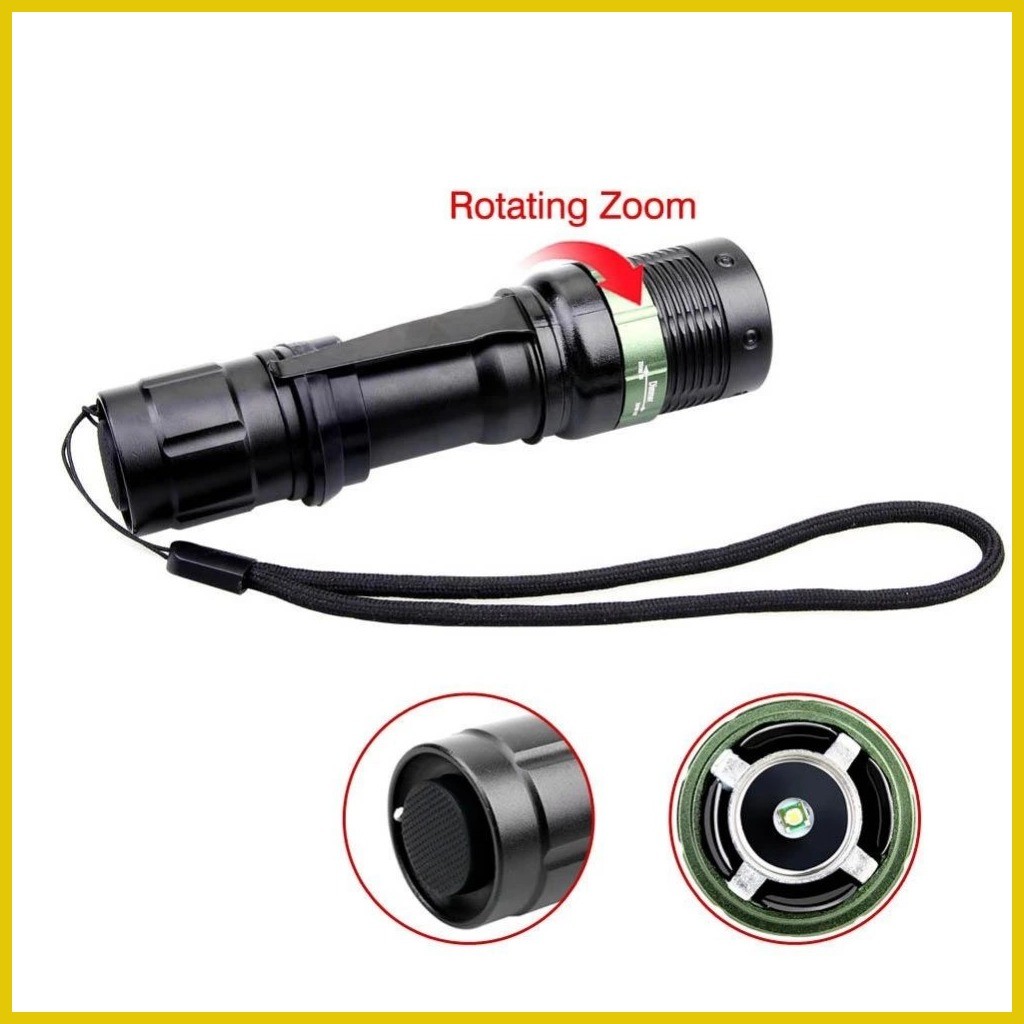 ♂ zoom T6 LED waterproof night vision flashlight T-105 | Shopee Philippines