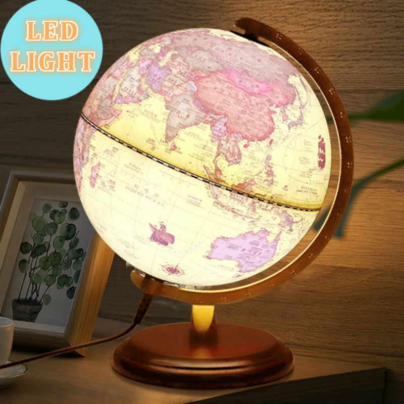 20/25Cm Retro LED Earth Globe 360 Degree Rotating World Geography Map ...