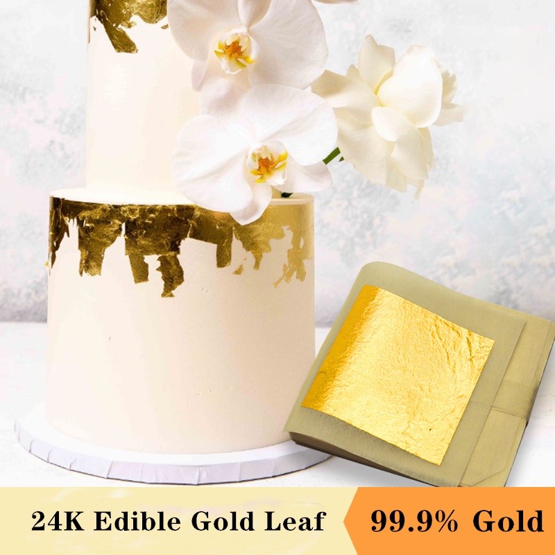 in stock 24K Gold Foil Edible Gold Leaf Sheets for Cake Decoration ...