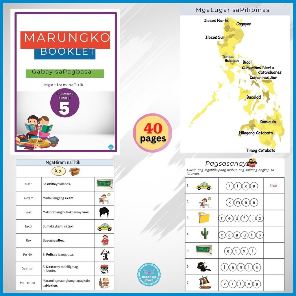 Marungko Booklet Gabay sa Pagbasa Workbook Worksheet | RABAH UP STORE ...