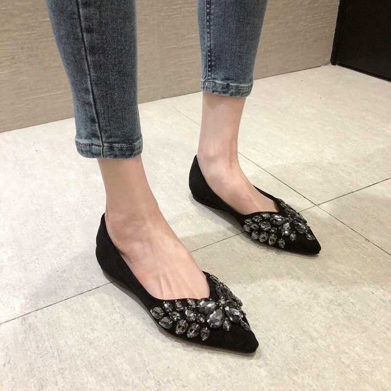 Suede, Spring Flat Heels, Shallow Mouth, Single Shoes, New Flat ...