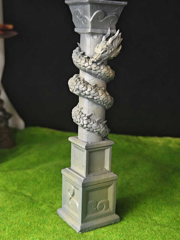 National style relief column model Temple decoration Stone column ...