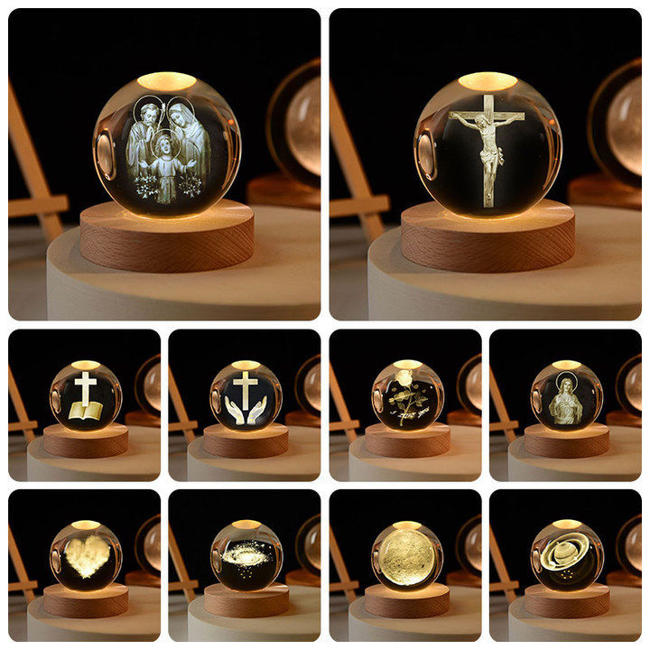 3D crystal ball night lamp Moon USB light table crystal christmas ...