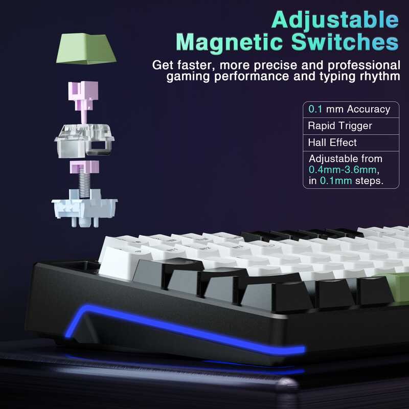 F98x AULA Magnetic Switch Gaming Nical Keyboard 3/5 Pin Hotswap RGB ...