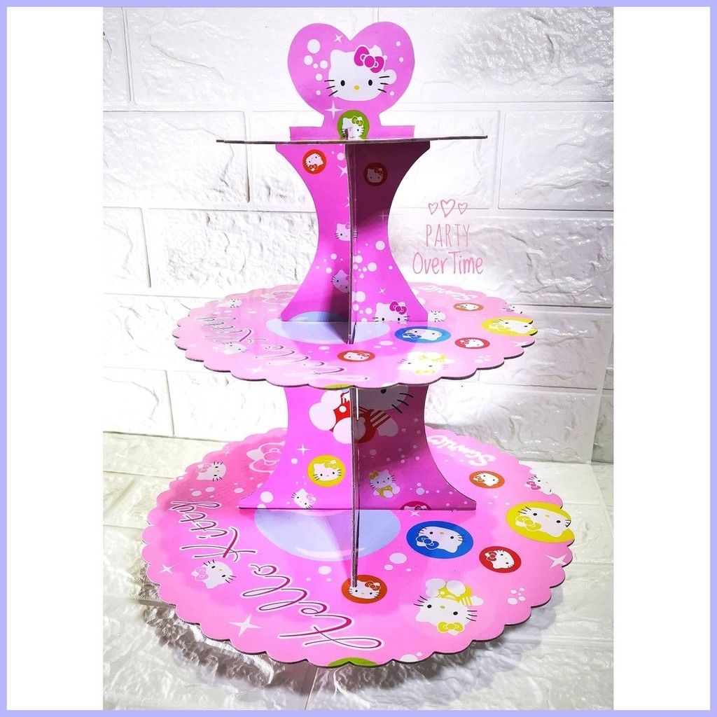 3 Tier Hello Kitty character design Cupcake Stand Party Decor | Shopee ...