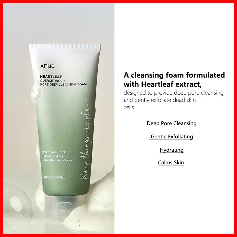 Anua Heartleaf Quercetinol Pore Deep Cleansing Foam Black Heads Removal ...
