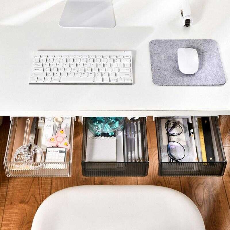 Drawers Storage Hiddens Mounted Attachable Slide-out Self-Adhesive ...