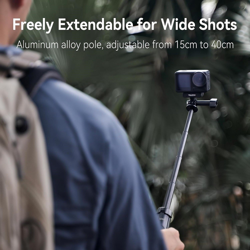 TELESIN 2nd Gen Mini Desktop Extendable Selfie Stick Monopod Tripod Stand Action Cameras S1-MNP ...