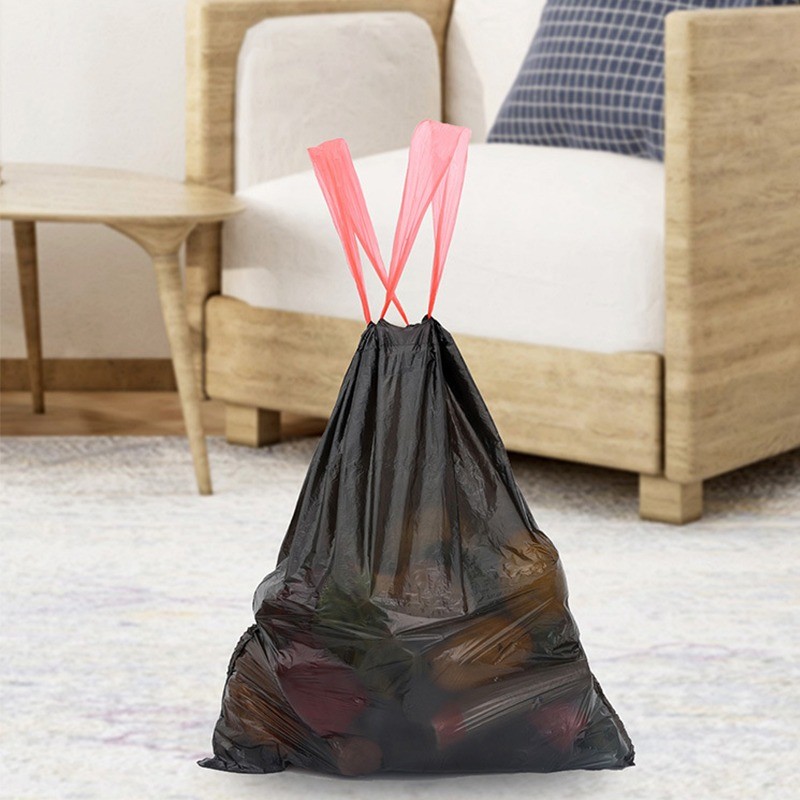 50PCS Black Drawstring Garbage Bags Household Garbage Bags Disposable ...