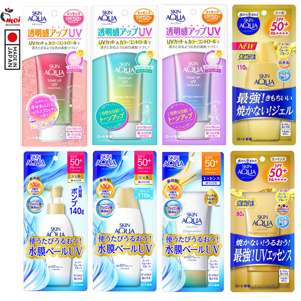 Rohto Skin Aqua Sunscreen - Tone Up UV Essence - UV Super Moisture Gel ...
