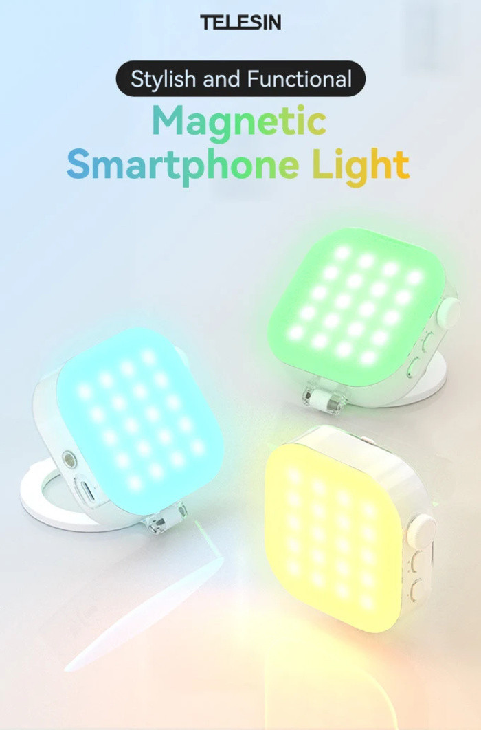TELESIN full-color mobile phone magnetic selfie light, suitable for ...