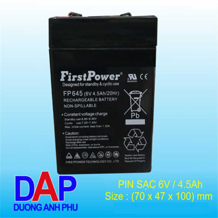 FirstPower FP645 6V4.5AH/20HR electronic scale instrument battery ...