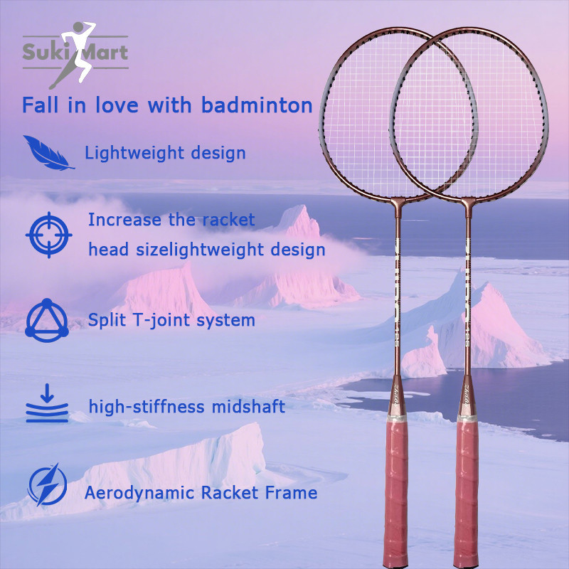 Suki Mart Steel Alloy Badminton Dual Rackets Set Middle Pole Iron ...