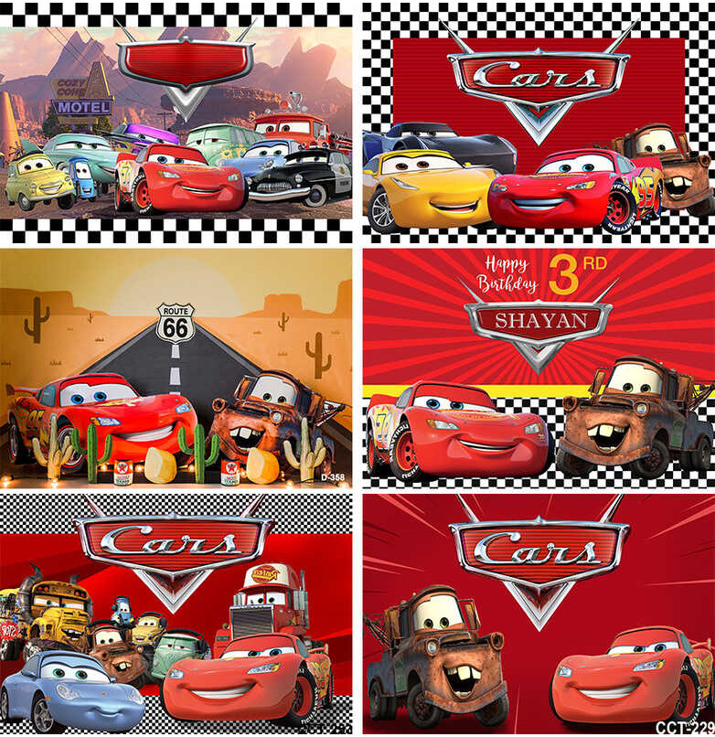 Cars Lighing Ueen Backdrop Children Birthday Background Banner Racing ...