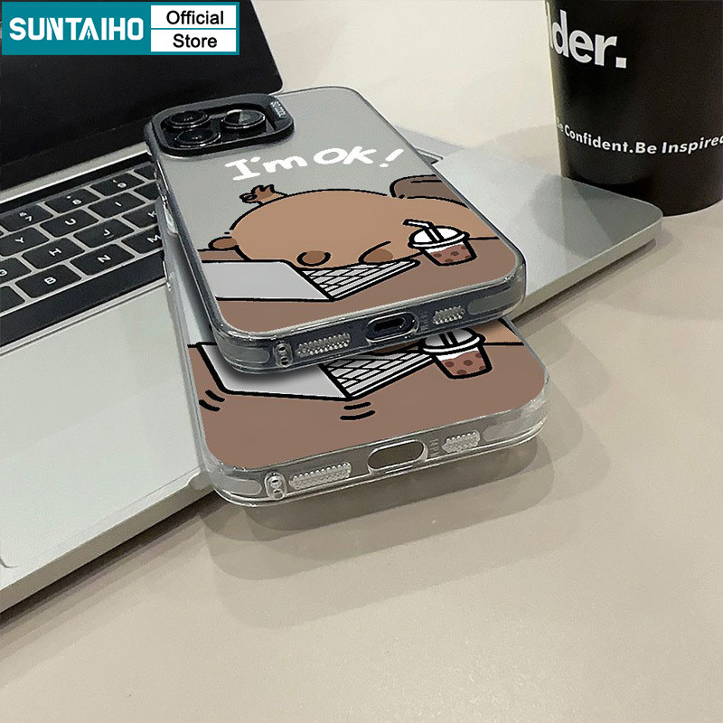 Suntaiho Funny Working Capybara Pattern Phone Case for Iphone 16 15 14 ...