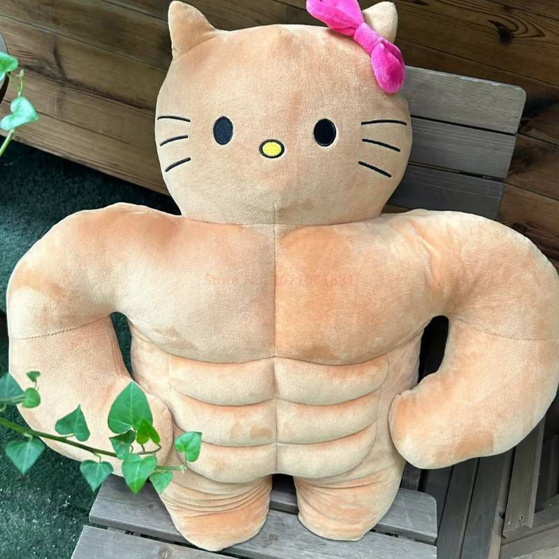 Sanrio Kawaii Hello Kitty Muscle Plush Funny Chest Muscle Abdominal ...