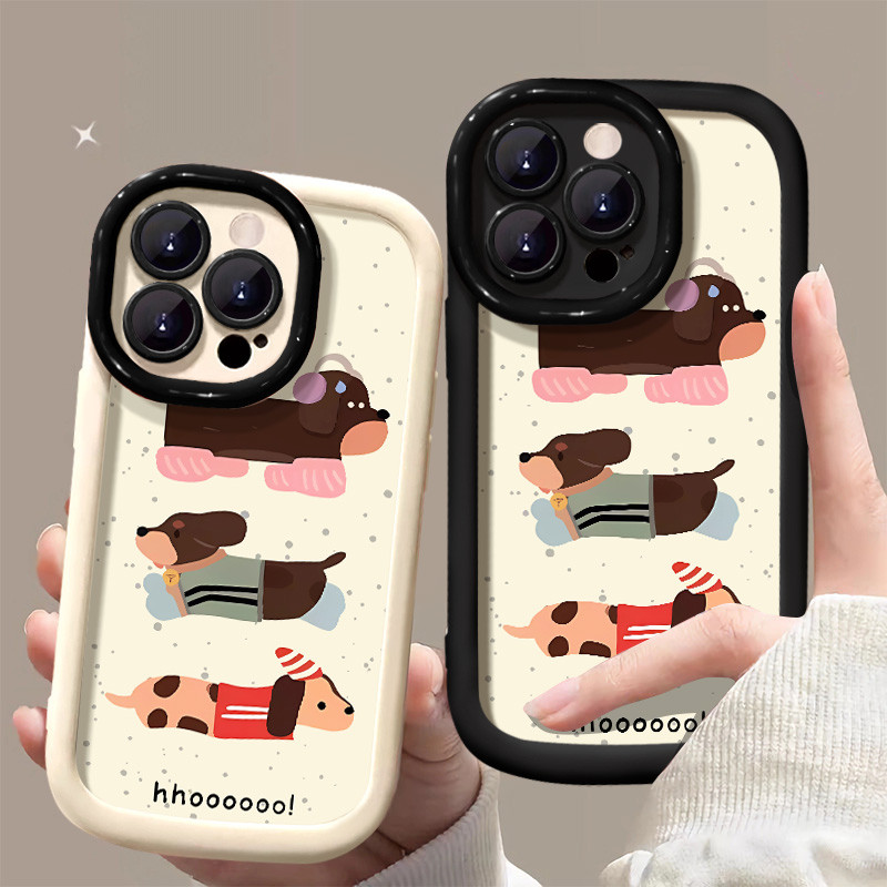 Creative Cute Polka Dot Sausage Dog Phone Case Compatible for IPhone 16 ...