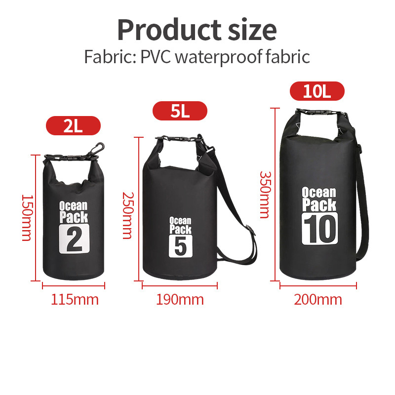 Outdoor Waterproof Bag Dry Bag (2L 5L 10L) Ocean Pack Travel Sport Bucket Bag Swimming Storage ...