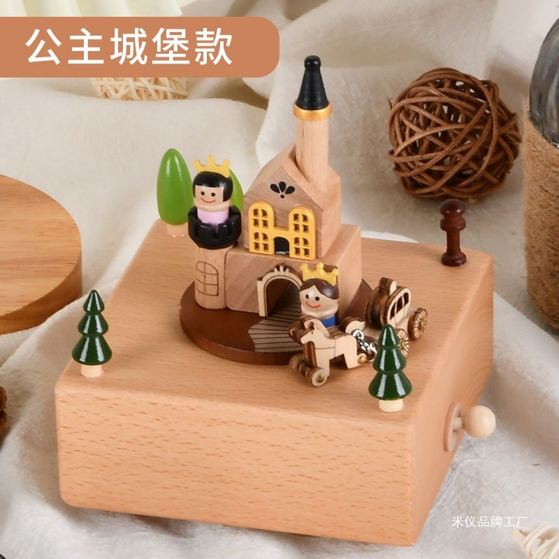 Creative Music Box Wooden Music Box Girl Carousel Sky City Boyfriend ...