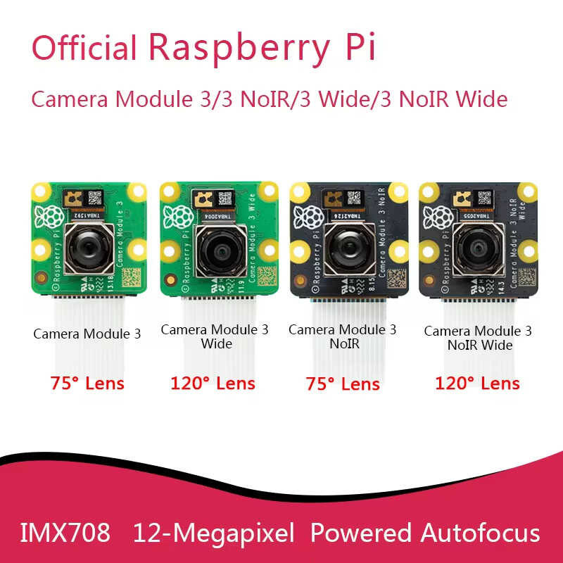 Official ☆ Raspberry Pi Camera Module 3 /3 Wide Noir Imx708 75°/120° Diagonal Angle Of View ...