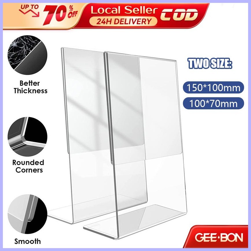 GEEBON Acrylic Display Stand Vertical L Shape Table Sign Price Tag ...