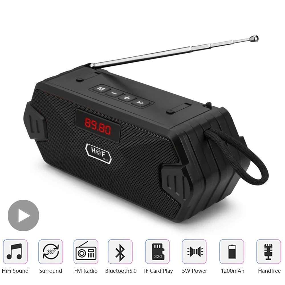 Radio FM Receiver Outdoor Portable Aux Wireless Bluetooth Speaker ...