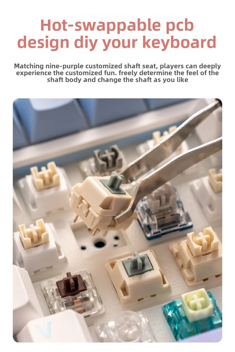 R65 Wireless Mechanical Keyboard Three-mode Rgb Effect Office Gameer ...