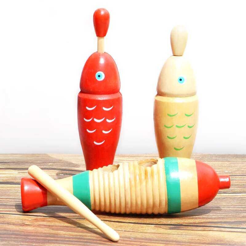 Wooden Fish Percussion Instrument Orff Frog Chime Sound Tube Sand ...