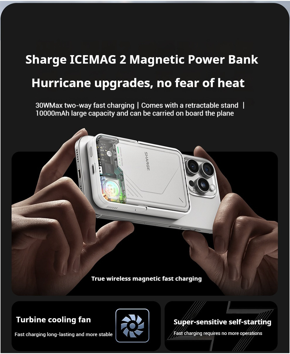 Sharge ICEMAG 2 Qi2 Magnetic Power Bank 10000mAh 30W Max Portable ...