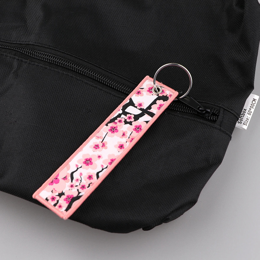 Cherry Blossom Embroidery Key Fobs Moon Key Tag Cartoon Keychain For ...