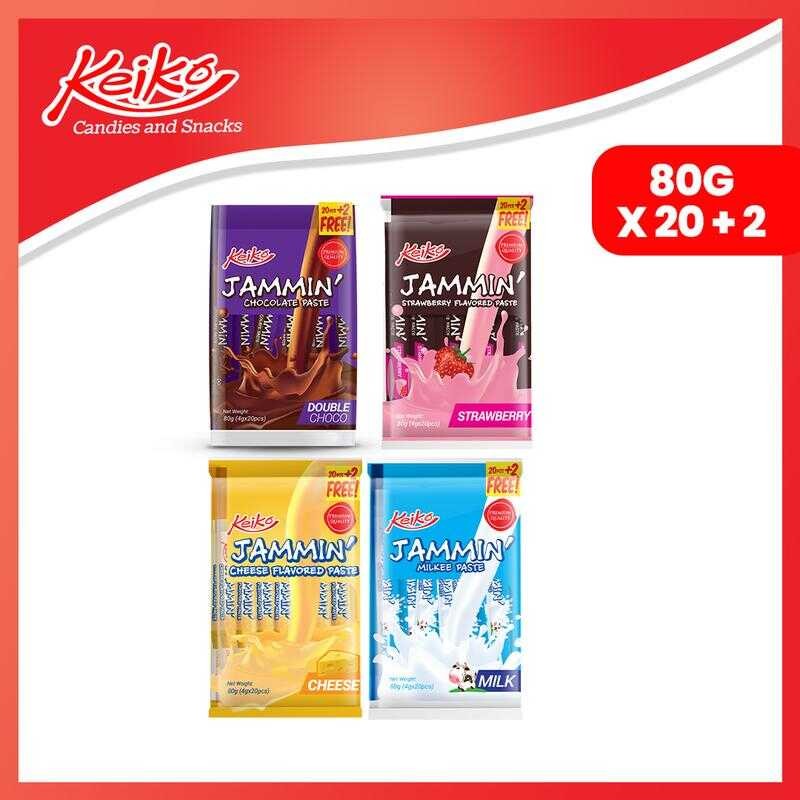 Keiko Jammin Double Choco/Strawberry/Cheese/Milkee Paste 80G (20+2 FREE ...