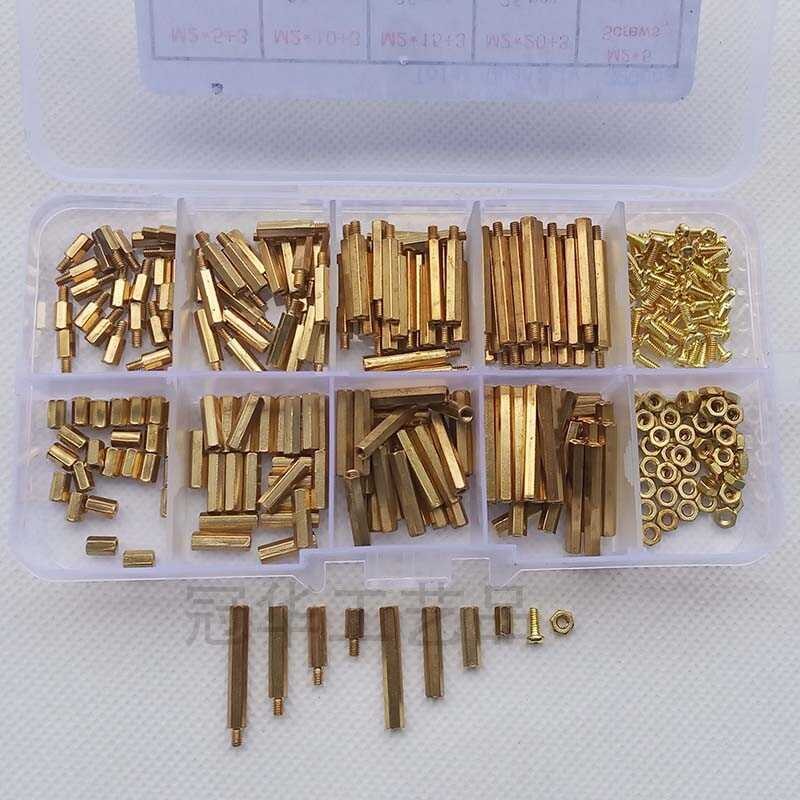 M2 320pcs/box brass hexagonal column male and female spacing column ...
