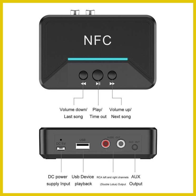 PZ BT200 NFC Bluetooth Receiver 3.5mm AUX RCA Jack A2DP Hifi Wireless 5.0 Audio Music Adapter ...
