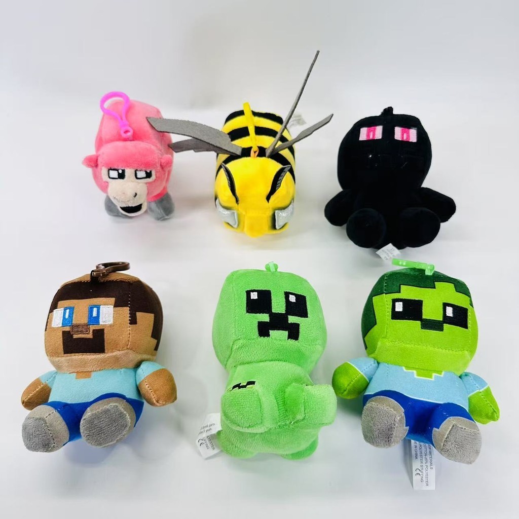 Minecraft Stuffed Toy Steve Bee Wolf Minecraft Movie Plush Keychain ...